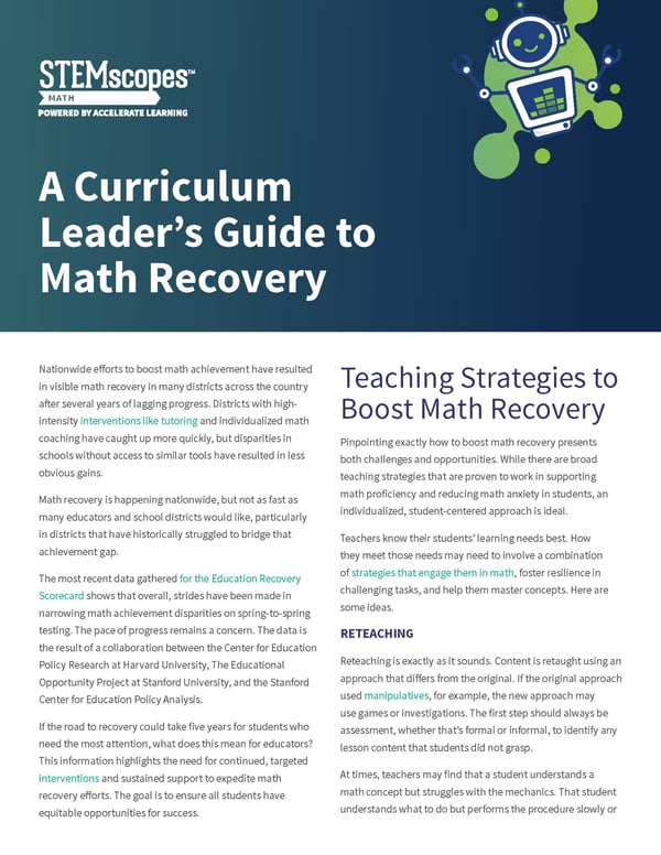 Boost Math Recovery | Long-Term Strategies for Curriculum Leaders | Accelerate Learning